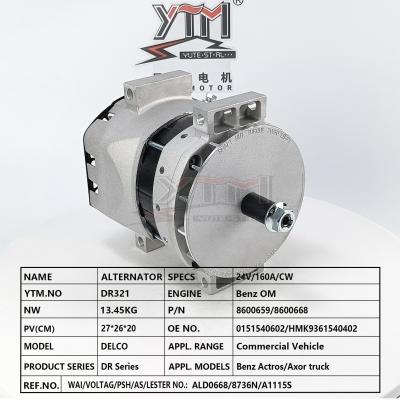 China 24V 160A Alternator 0151540602 HMK9361540402 8600659 8600668 for Benz Actros Axor OM Truck for sale