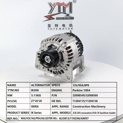 China Alternator IK206 32008549 32008560 11204115 11204138 ALI5813 for Perkins 1004 JCB 205 excavator CX backhoe loader 12V 95A 8PK for sale