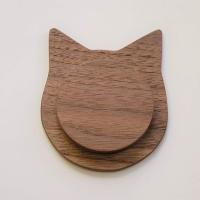 China American Style Cat Shape Wooden Coaster Customized Logo Cute Animal Coasters for sale