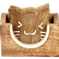 China American Style Cat Shape Wooden Coaster Customized Logo Cute Animal Coasters for sale