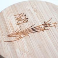 China Round Laser Logo Table Bamboo Drink Coasters  Funny Housewarming Gift for sale