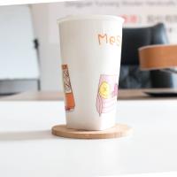 China Round Laser Logo Table Bamboo Drink Coasters  Funny Housewarming Gift for sale