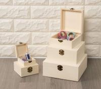 China Hinged-Lid Nesting Boxes for Arts Crafts Hobbies and Home Storage Unfinished Pine Wood Natural Wood Color for sale