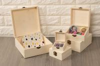 China Hinged-Lid Nesting Boxes for Arts Crafts Hobbies and Home Storage Unfinished Pine Wood Natural Wood Color for sale