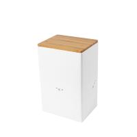China Tin Tea Box  Organizer Storage Chest-Square shaped tin box with Bamboo lid for sale