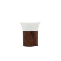China Home Art Crafts Perfume Bottle Lid Wooden Ceramic Cup Base With Wooden Stand for sale