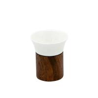 China Home Art Crafts Perfume Bottle Lid Wooden Ceramic Cup Base With Wooden Stand for sale