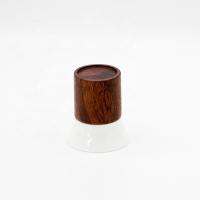 China Home Art Crafts Perfume Bottle Lid Wooden Ceramic Cup Base With Wooden Stand for sale