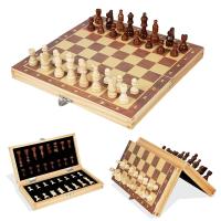China Chess Set for Adults Kids Wooden Foldable Chess Board Tabletop Chess Game Toy Set for sale