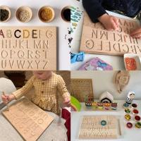 China Double-sided Letter Tracking Board,Wooden Alphabet Tracing Board from Montessori Learning Skills Toys,11.55 x 11.45 Inches for sale