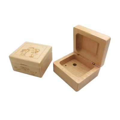 China Small jewelry natural unfinished plain hinged DIY blank wooden box for sale