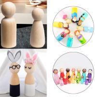 China Wooden Peg Doll Decorative Unfinished Wooden People Bodies Family Craft People Set 8pcs for sale