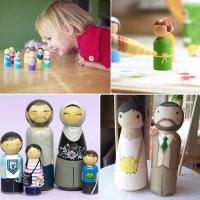 China Wooden Peg Doll Decorative Unfinished Wooden People Bodies Family Craft People Set 8pcs for sale