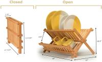 China Compact Collapsible Wooden Plate Rack Kitchen Bamboo Dish Drying Rack for sale