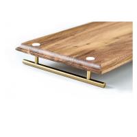 China Wooden Serving Tray with Metal Handles, Stylish Farmhouse Decor Serving Platters, Wood Serving Board for Ottoman or Centerpiece for sale