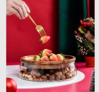 China 0.5L - 1L Wooden Food Container Travel Modern Glass Candy Jar for sale