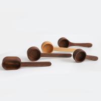 China Acacia Wooden Kitchen Utensils Coffee Bean Wooden Measuring Spoon Black Milk Powder Spoon for sale