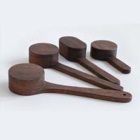 China Acacia Wooden Kitchen Utensils Coffee Bean Wooden Measuring Spoon Black Milk Powder Spoon for sale