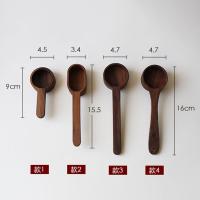 China Acacia Wooden Kitchen Utensils Coffee Bean Wooden Measuring Spoon Black Milk Powder Spoon for sale