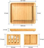 China Double Side Wooden Serving Tray Bamboo Cheese Board Hidden Drawer Cheese Servers for sale