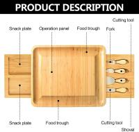 China Double Side Wooden Serving Tray Bamboo Cheese Board Hidden Drawer Cheese Servers for sale