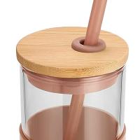 China glass bottle with bamboo lid for sale