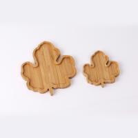 China Leaf Shaped Customized Wooden Serving Tray Fruit Snack Bamboo Coaster for sale
