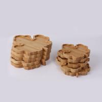 China Leaf Shaped Customized Wooden Serving Tray Fruit Snack Bamboo Coaster for sale