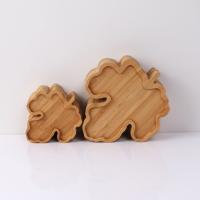 China Leaf Shaped Customized Wooden Serving Tray Fruit Snack Bamboo Coaster for sale