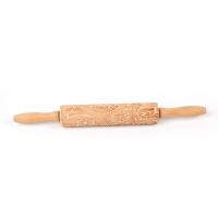 China 3D Christmas Pattern Wooden Baking Tools Engraved Kitchen Long Wooden Rolling Pin for sale