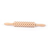 China 3D Christmas Pattern Wooden Baking Tools Engraved Kitchen Long Wooden Rolling Pin for sale