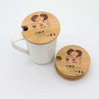 China Natural Color Decorative Bamboo Lids  Wooden Mug Cover Glass Jar Drink Cup Lid for sale