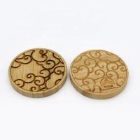 China Home Kitchen  Wooden Coaster Round Bamboo Coaster With Laser Lines for sale