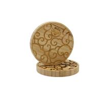 China Home Kitchen  Wooden Coaster Round Bamboo Coaster With Laser Lines for sale