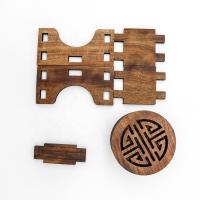 China Polished Home Decor Walnut Wood Coasters Wood Drink Coasters With Holder for sale