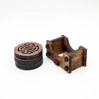 China Polished Home Decor Walnut Wood Coasters Wood Drink Coasters With Holder for sale