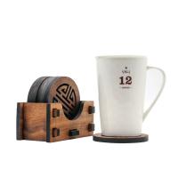 China Polished Home Decor Walnut Wood Coasters Wood Drink Coasters With Holder for sale