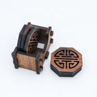 China Polished Home Decor Walnut Wood Coasters Wood Drink Coasters With Holder for sale