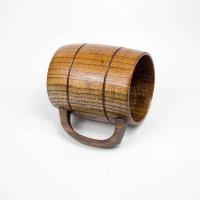 China Big Volume  Wooden Cup Handmade Coffee Beer Cup Mug  With Handle for sale