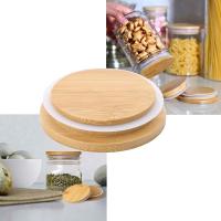 China Custom  Wooden Mason Jar Lids Reusable Bamboo Mason Canning Lids Compatible with Wide Mouth Mason Jar Canning Jar for sale