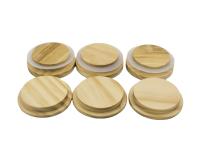 China Reusable Wide Mouth Mason Jar Lids Natural Pine Wooden Glass Cover Coffee Cup Lids with Silicone Seal Ring Wood Color for sale
