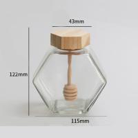 China Empty Wooden Jar Lid 100ml 200ml 500g Hexagon Honey Jar With Dipper for sale