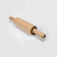 China 297mm Laser Logo Wooden Baking Tools Beech Small Wooden Rolling Pin for sale