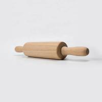 China 297mm Laser Logo Wooden Baking Tools Beech Small Wooden Rolling Pin for sale