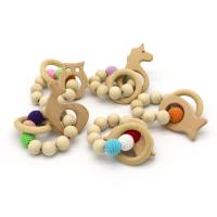 China Custom Beech Wood Baby Teether Ring for 0-24 Months for sale