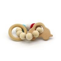 China Custom Beech Wood Baby Teether Ring for 0-24 Months for sale