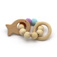 China Custom Beech Wood Baby Teether Ring for 0-24 Months for sale