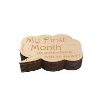 China Baby 13 Pcs  Wooden Milestone Discs First Year Monthly Milestone Cards for sale