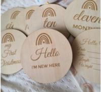 China Personalised Newborn Milestone Month Cards Gift Hello World Milestone Disc for sale