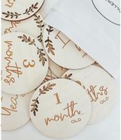 China Personalised Newborn Milestone Month Cards Gift Hello World Milestone Disc for sale